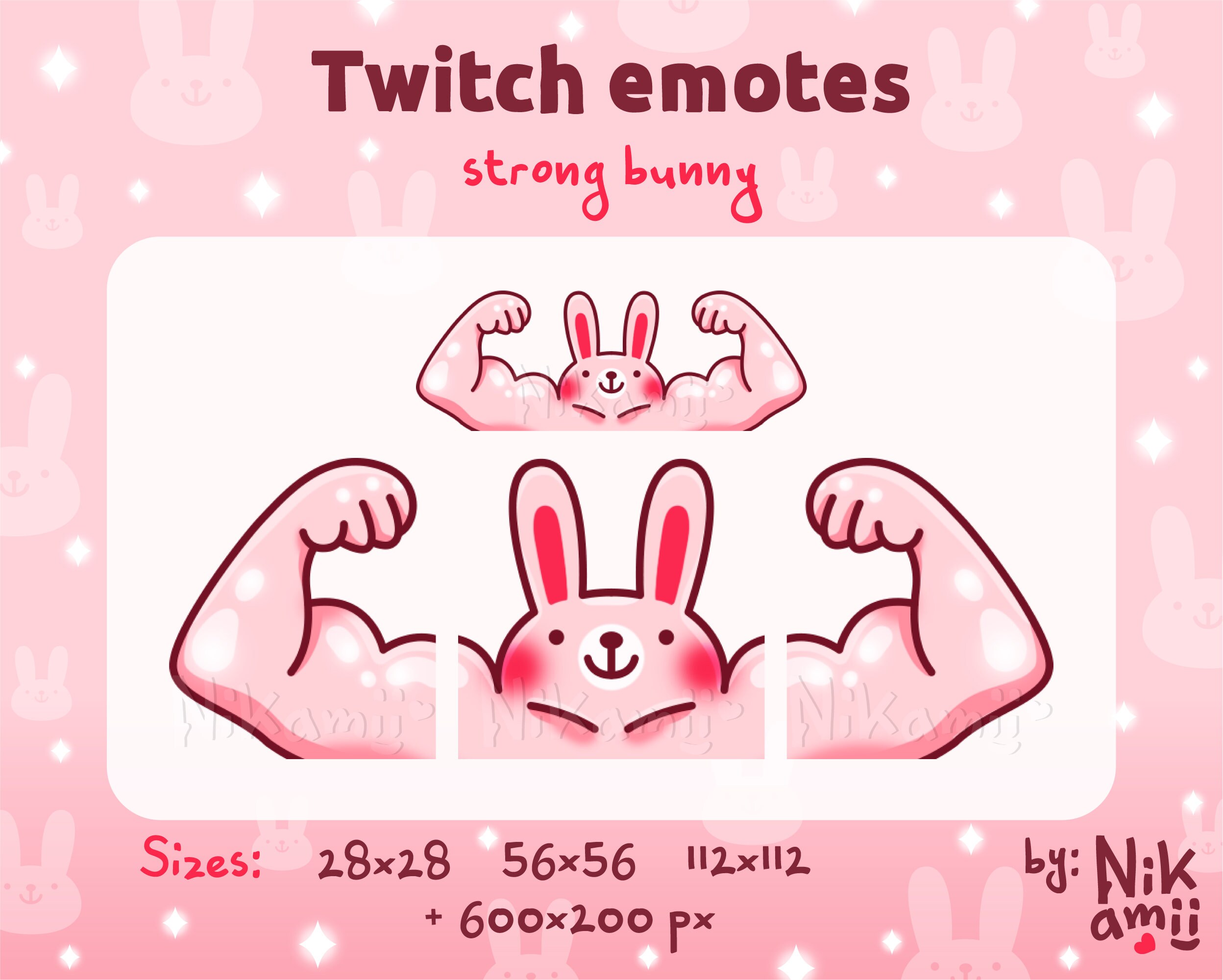 Strong Pink Bunny Emotes / Funny / Streamer / Stream /for - Etsy