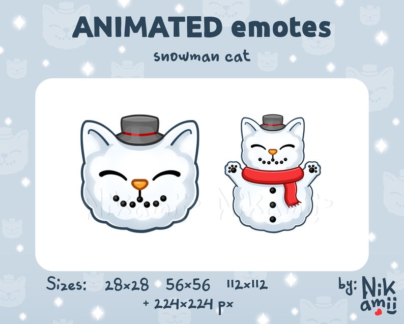 Boneco de neve gato - emote ANIMADO / Emote animado de inverno, feriado ...