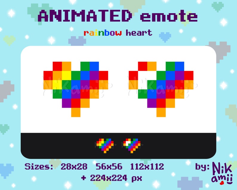 Rainbow Heart - ANIMATED Emote / Pride / LGBT / Love / Pixel Art / for ...