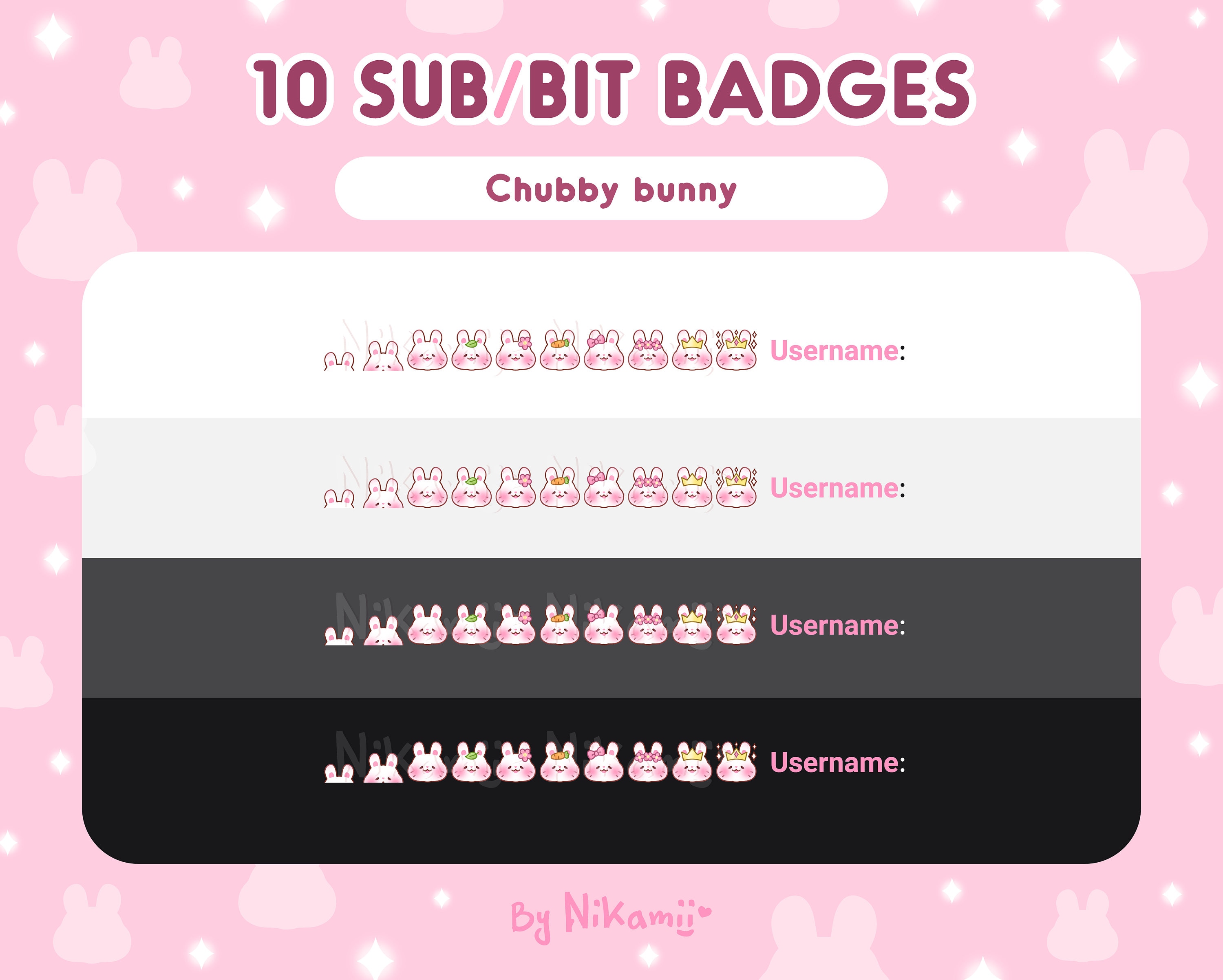 Twitch Bunny Sub Badges / Cute Cheer Bit Badges / for Twitch, Discord ...
