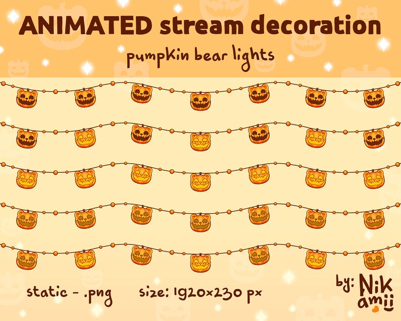 ANIMATED Stream Decoration - Pumpkin Bear Lights / Cute Stream Decor ...