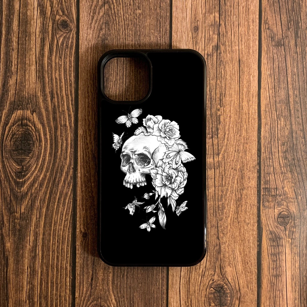 Skull Floral Aesthetic Phone Case Gothic Phone for iPhone 14, iPhone 13 ...