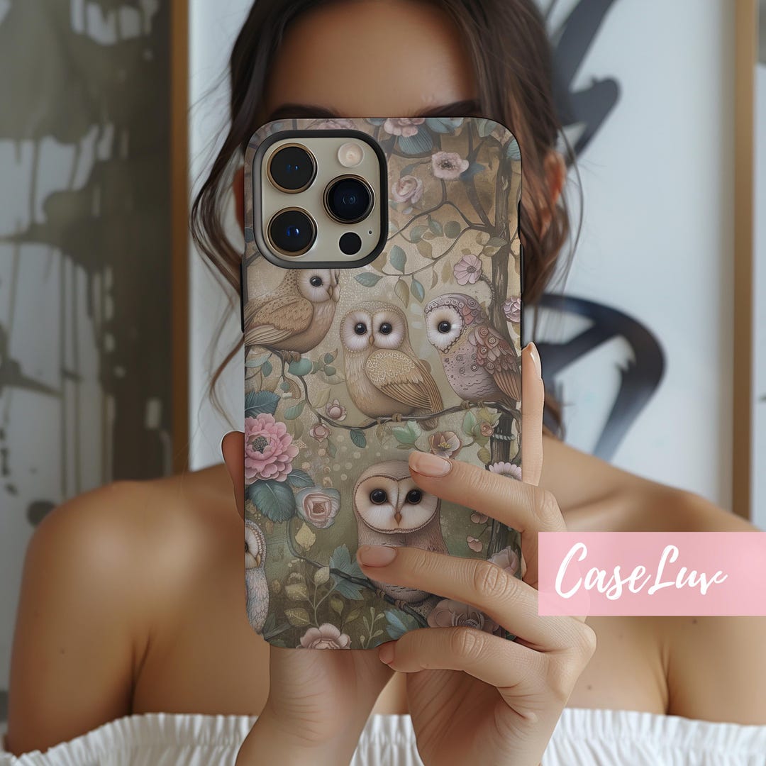 Woodland Barn Owl Phone Case: Folklore Wildlife Design - Etsy