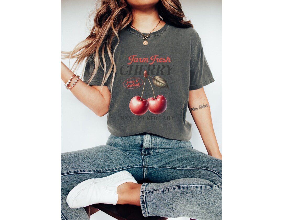 Retro Farm Fresh Cherry T-shirt | Vintage Style Comfort Colors Tee ...