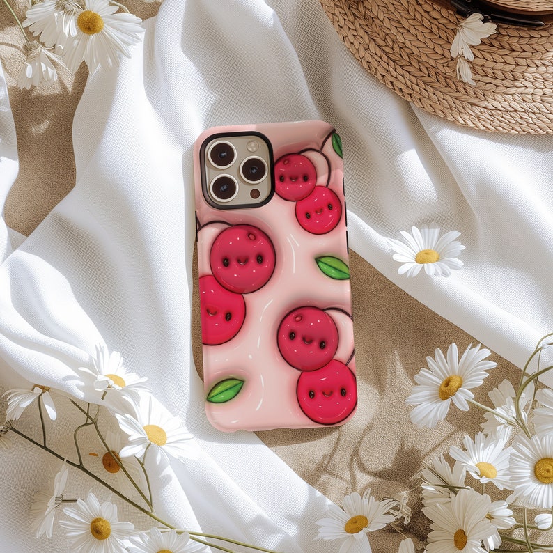 3D Cherry Design Print Phone Case for Her iPhone 15 iPhone 14 iPhone 13 ...