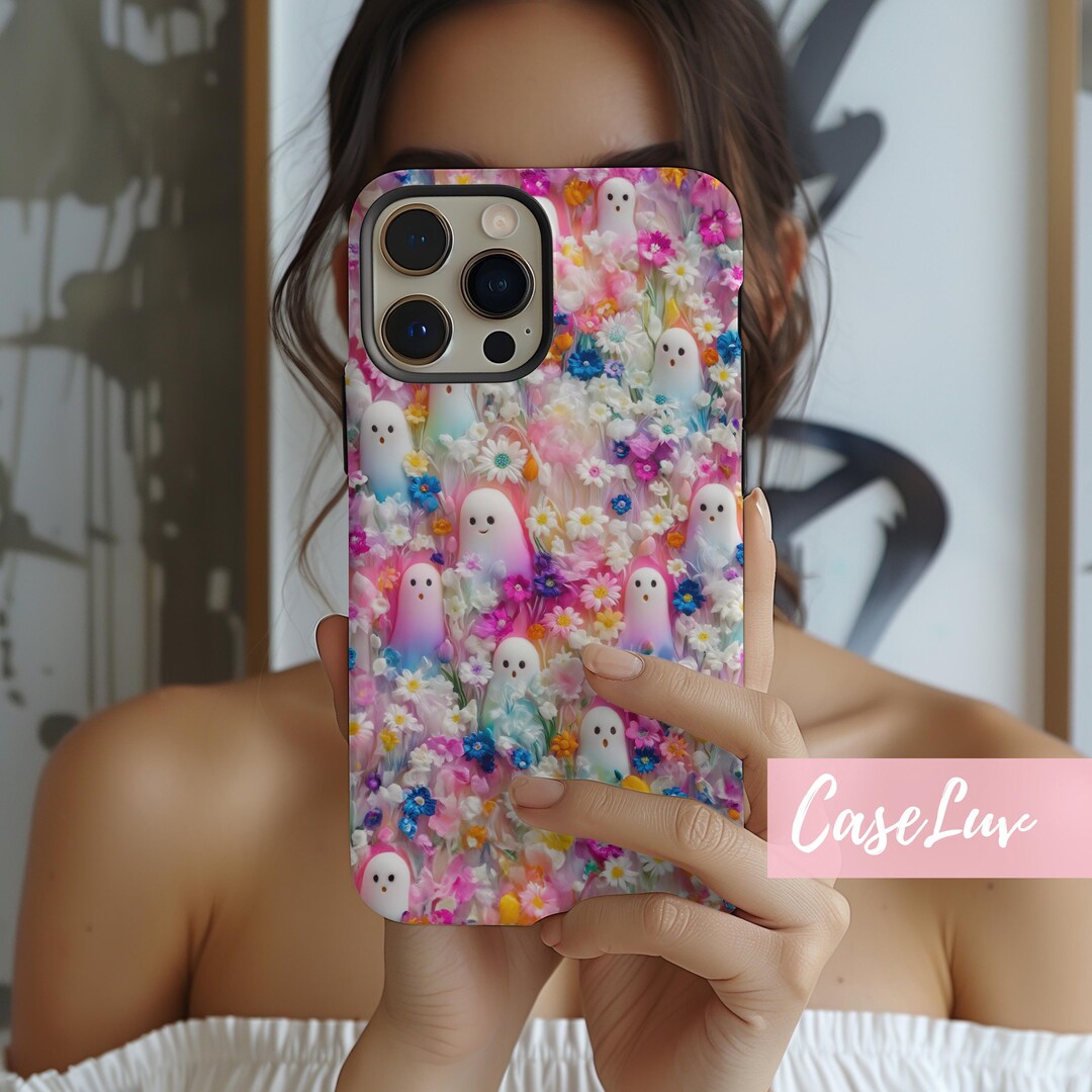 Aesthetic Ghost Floral Design Phone Cases for Halloween Gift iPhone 15 ...