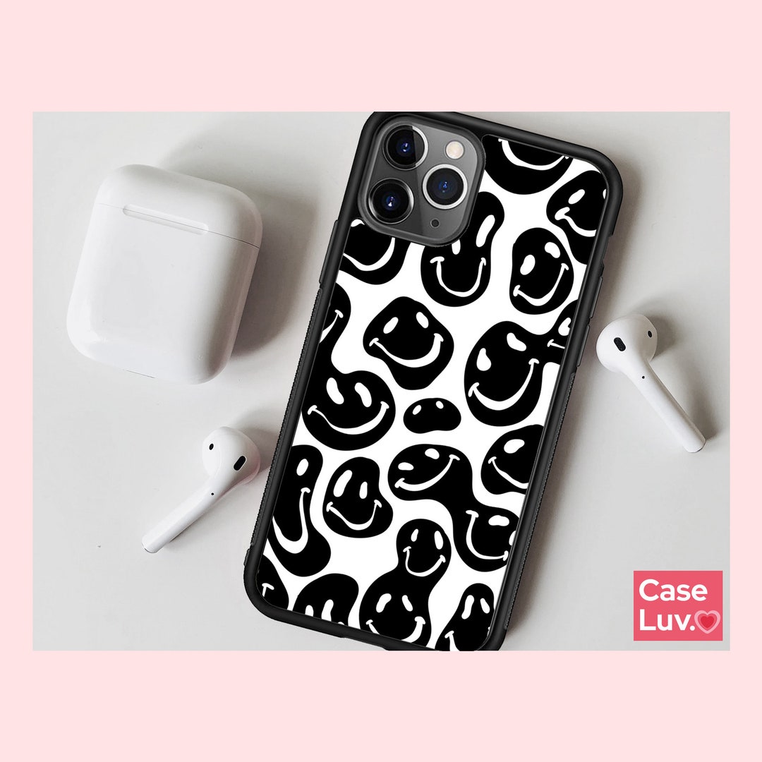 Trippy Melting Smiley Face Phone Case for Her Black and White Smiley ...