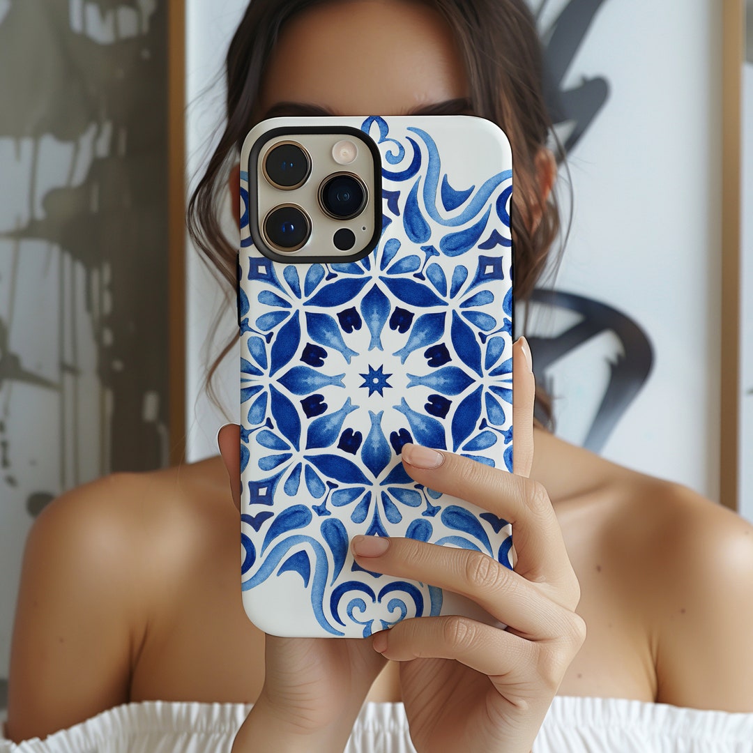 Summer Aesthetic Mediterranean Phone Case - Blue Tile Phone Case ...