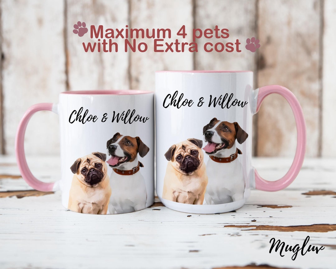 Custom Dog Digital Portrait Mug With Name Personalized Pet Coffee Mug ...