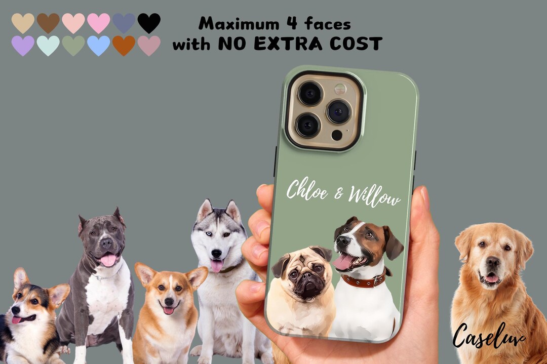 Custom Dog Digital Portrait Phone Case With Personalized Pet Phone Case ...
