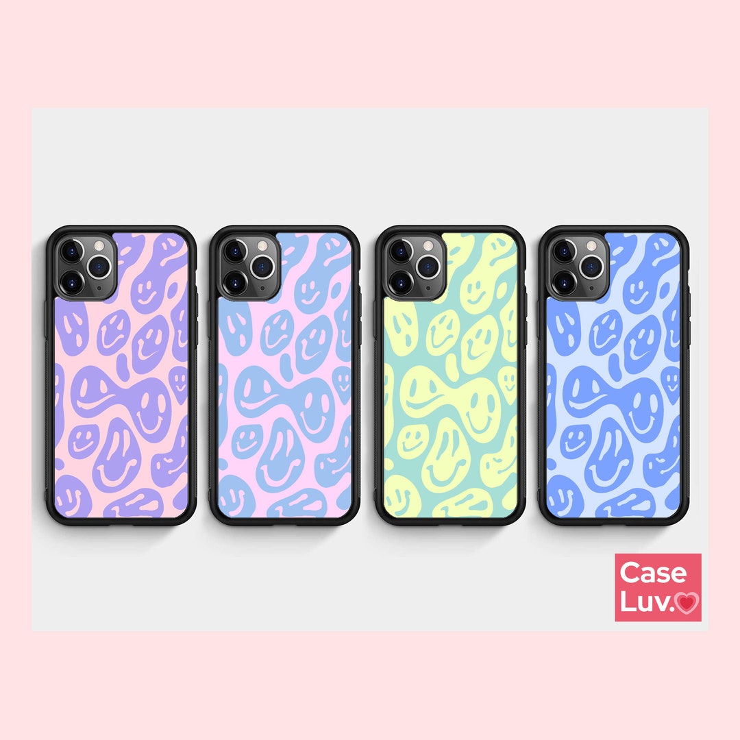 Colored Trippy Melting Smiley Face Phone Case Cover Dripping - Etsy