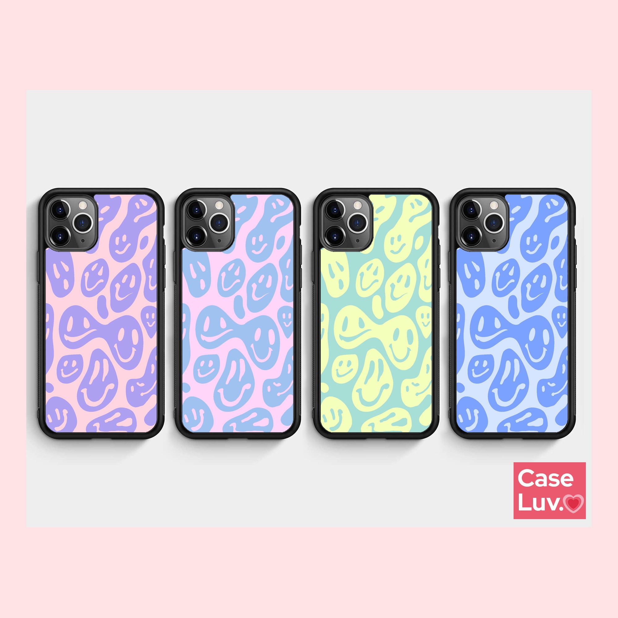 Colored Trippy Melting Smiley Face Phone Case Cover Dripping - Etsy