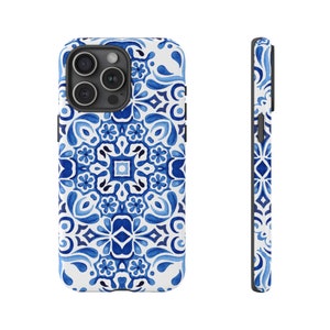 Blue Aesthetic Mediterranean Phone Case - Blue Tile Phone Case - Phone ...