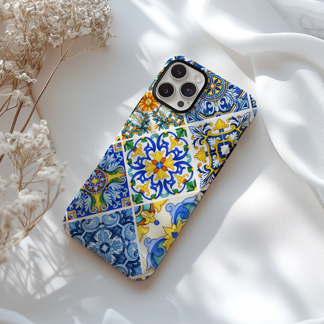 Summer Aesthetic Mediterranean Phone Case - Blue Tile Phone Case ...