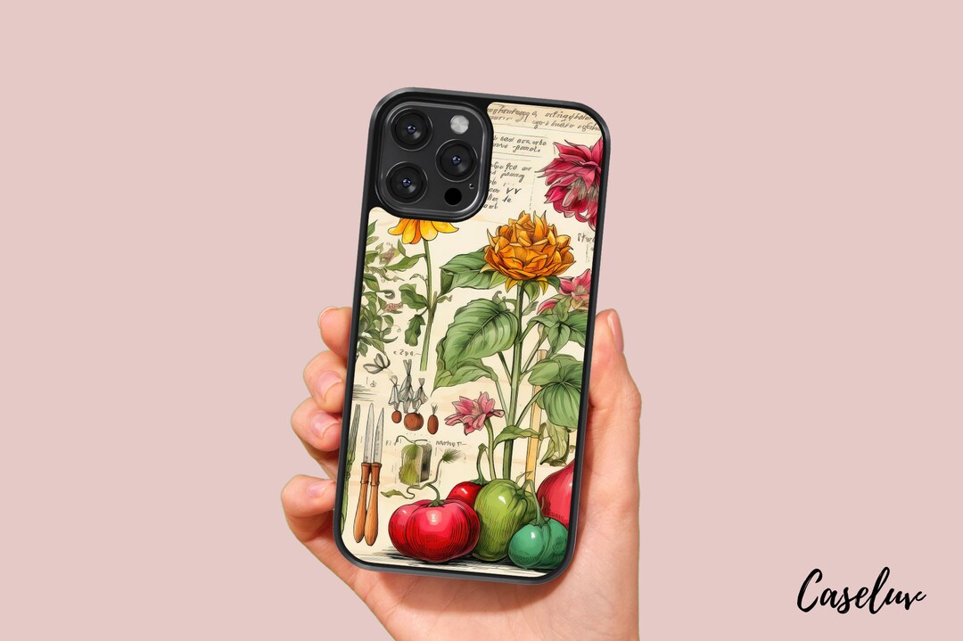 Botanical Flower Gardening Sketch Phone Case for Plant Lover Gift ...