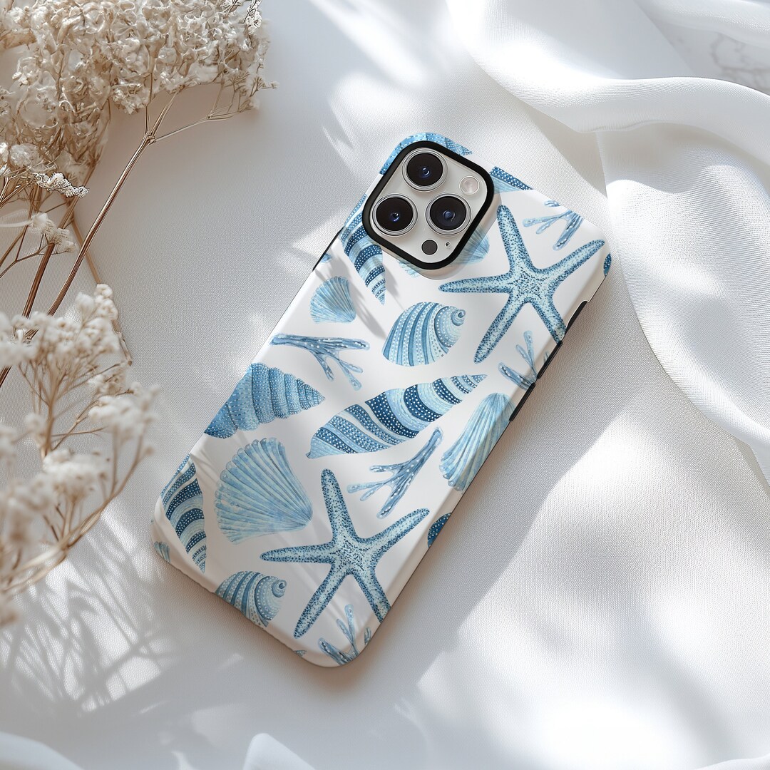 Seashell Blue Aesthetic Phone Case for Her iPhone 15 iPhone 14 iPhone ...