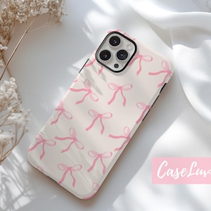 Pink Bow Tough Phone Case for iPhone 15 iPhone 14 iPhone 13 iPhone 12 ...