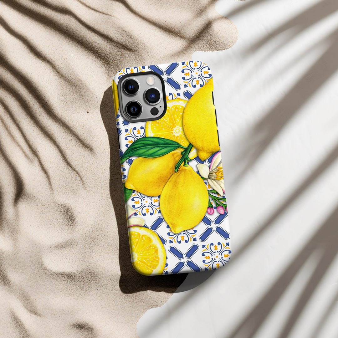 Lemon Blue Tile Design Magsafe Phone Case - Lemon Phone Case - Blue ...