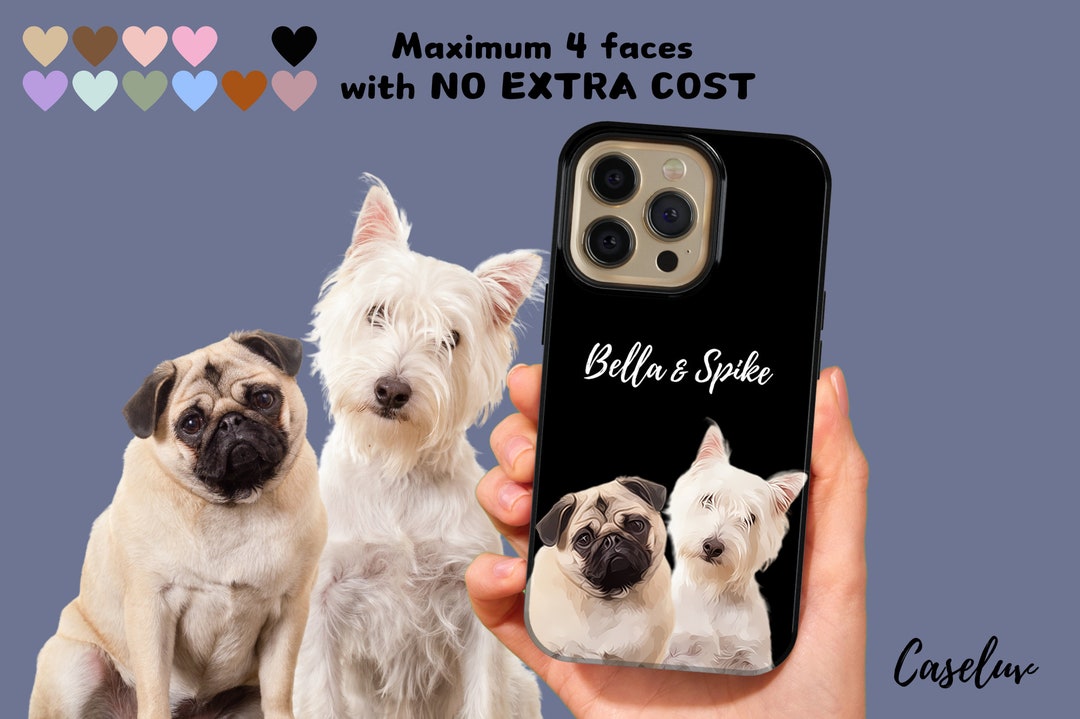 Custom Dog Digital Portrait Phone Case With Name Personalized Pet Phone ...