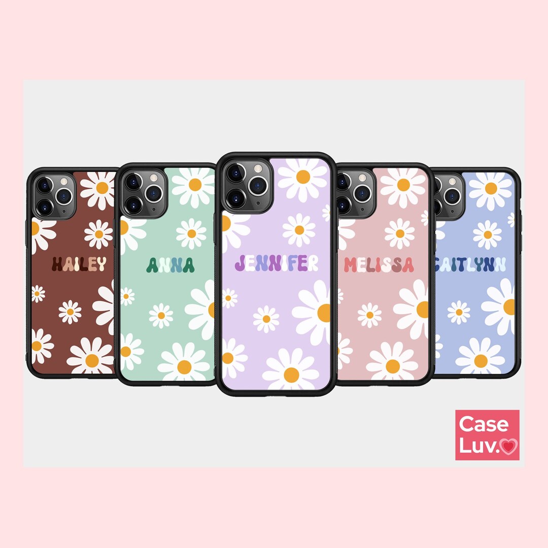 Retro Daisy Custom Name Phone Case for Girls, iPhone 15, iPhone 14 ...