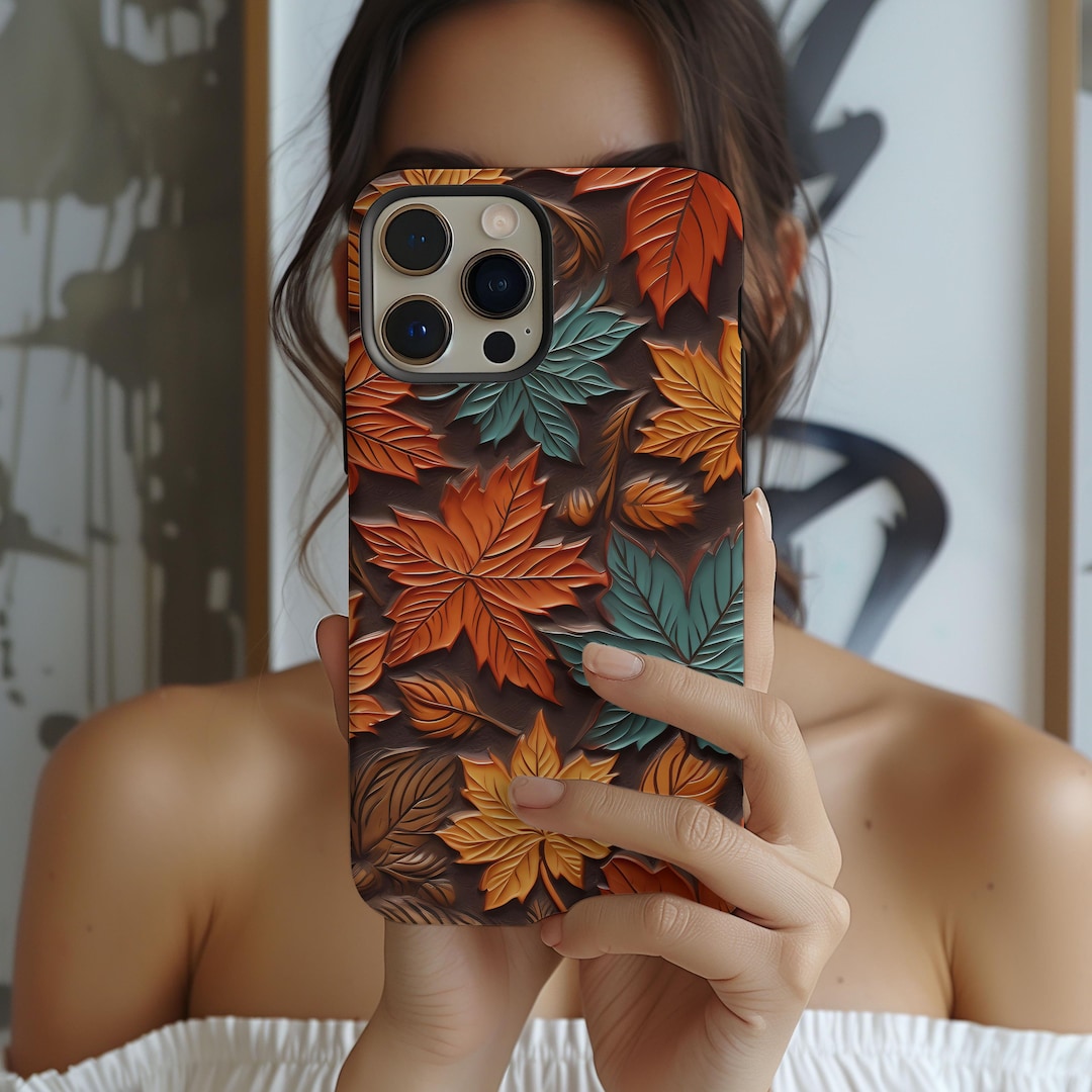 Autumn Leaves iPhone 16 Pro Max Case for Fall Lover Tooled Leather ...