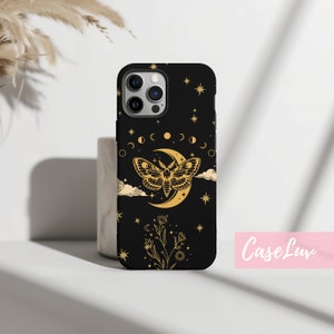Moth Moon Phase Phone Case for Magsafe, Aesthetic Celestial Astrology ...