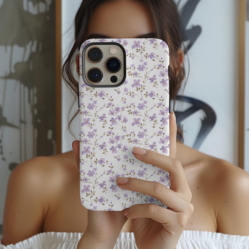 Wildflower Soft Lilac Color Phone Case for Magsafe iPhone 16, 15, 14 13 ...