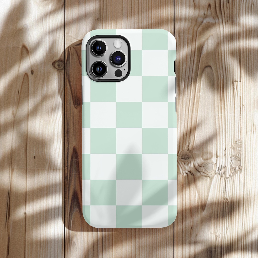Magsafe Soft Mint Pastel Checkered Phone Case for iPhone 16, 15, 14, 13 ...