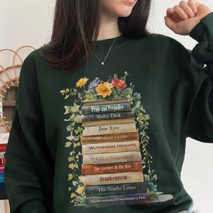 Personalized Bookish Title Floral Sweatshirt, Bookworm Sweater for Her ...