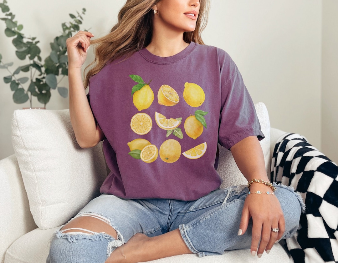 Lemon Shirt Fruit Vintage Graphic Shirt Lemon Graphic Tees for Women ...