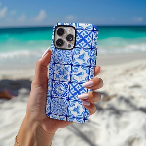 Blue Aesthetic Mediterranean Tile Phone Case - Blue Tile Phone Case ...