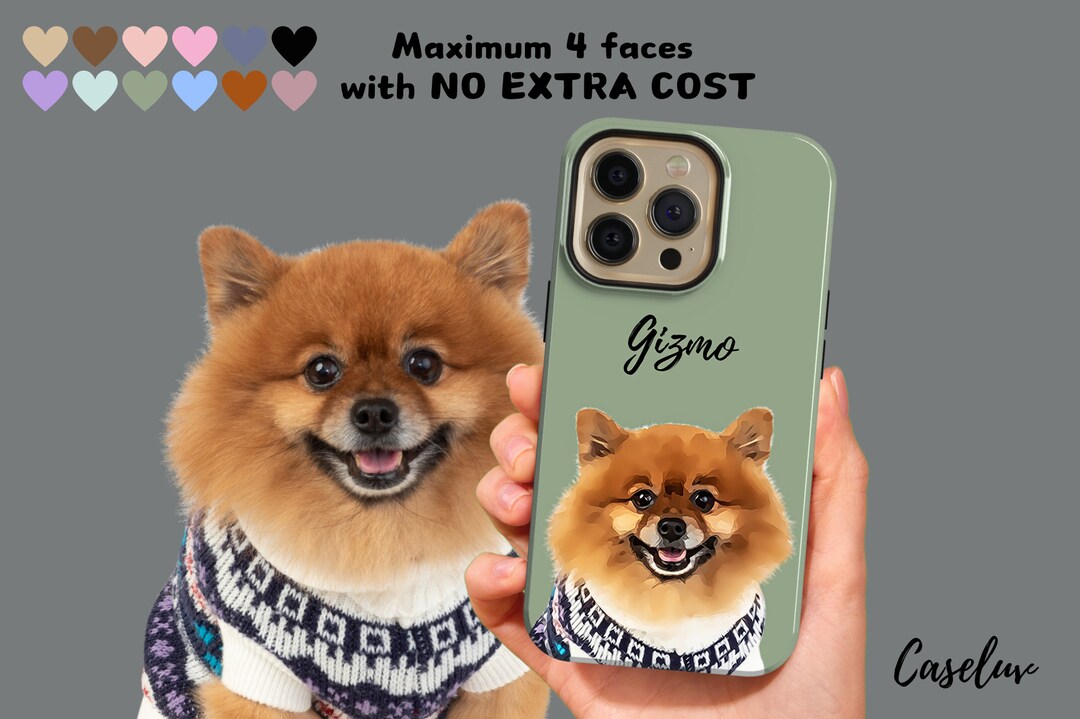 Custom Dog Digital Portrait Phone Case With Name Personalized Pet Phone ...