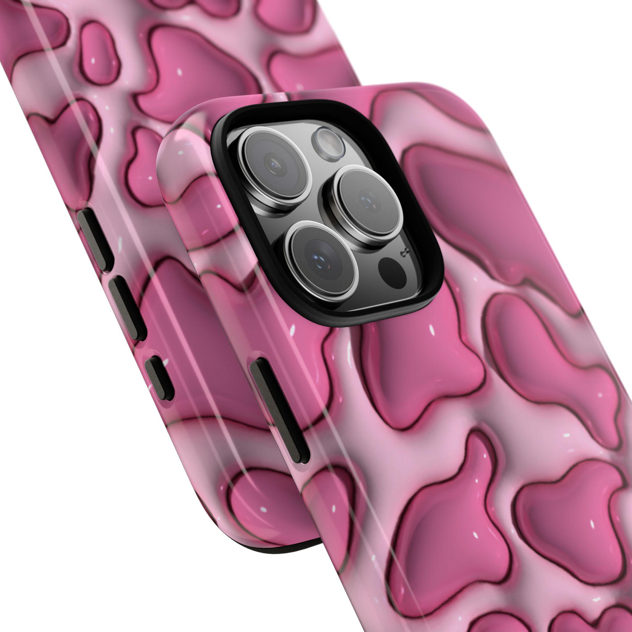 Pink Cow Print 3D Graphic Phone Case for iPhone 16 iPhone 15 iPhone 14 ...