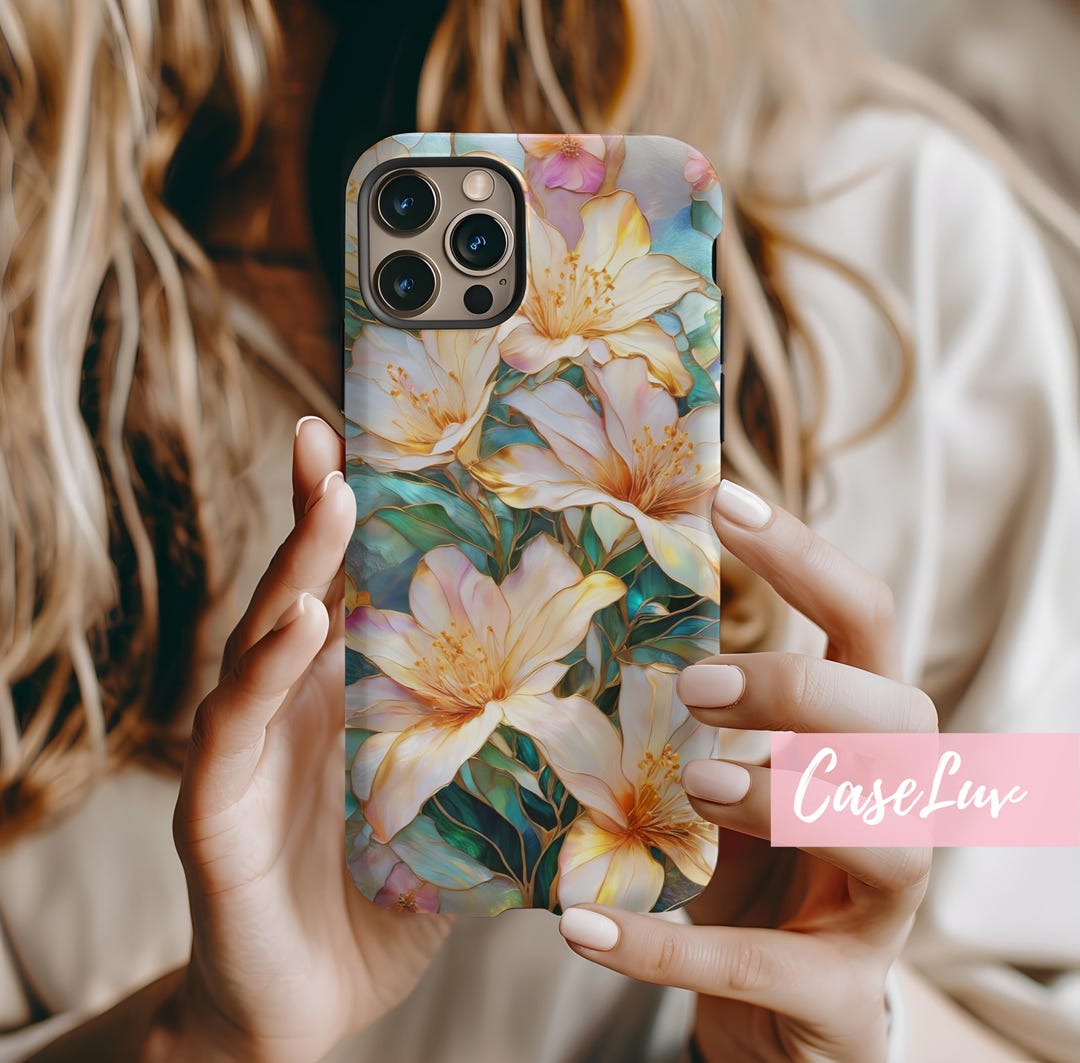 Aesthetic Stained Glass Lily Phone Case for iPhone 15 iPhone 14 iPhone ...