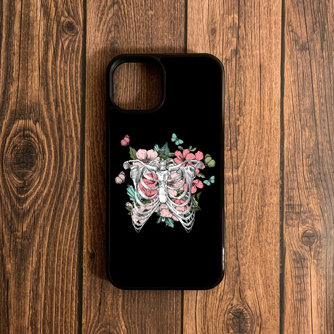 Rib Cage Floral Gothic Phone Case Skeleton Phone for iPhone 14, iPhone ...