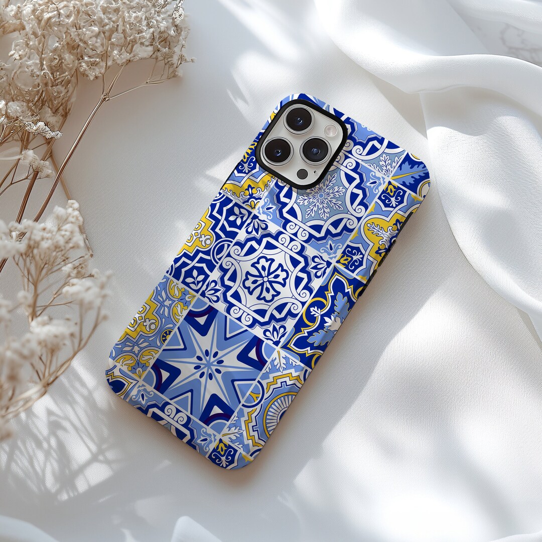 Blue Mediterranean Aesthetic Magsafe Phone Case Design Blue Tile Phone ...