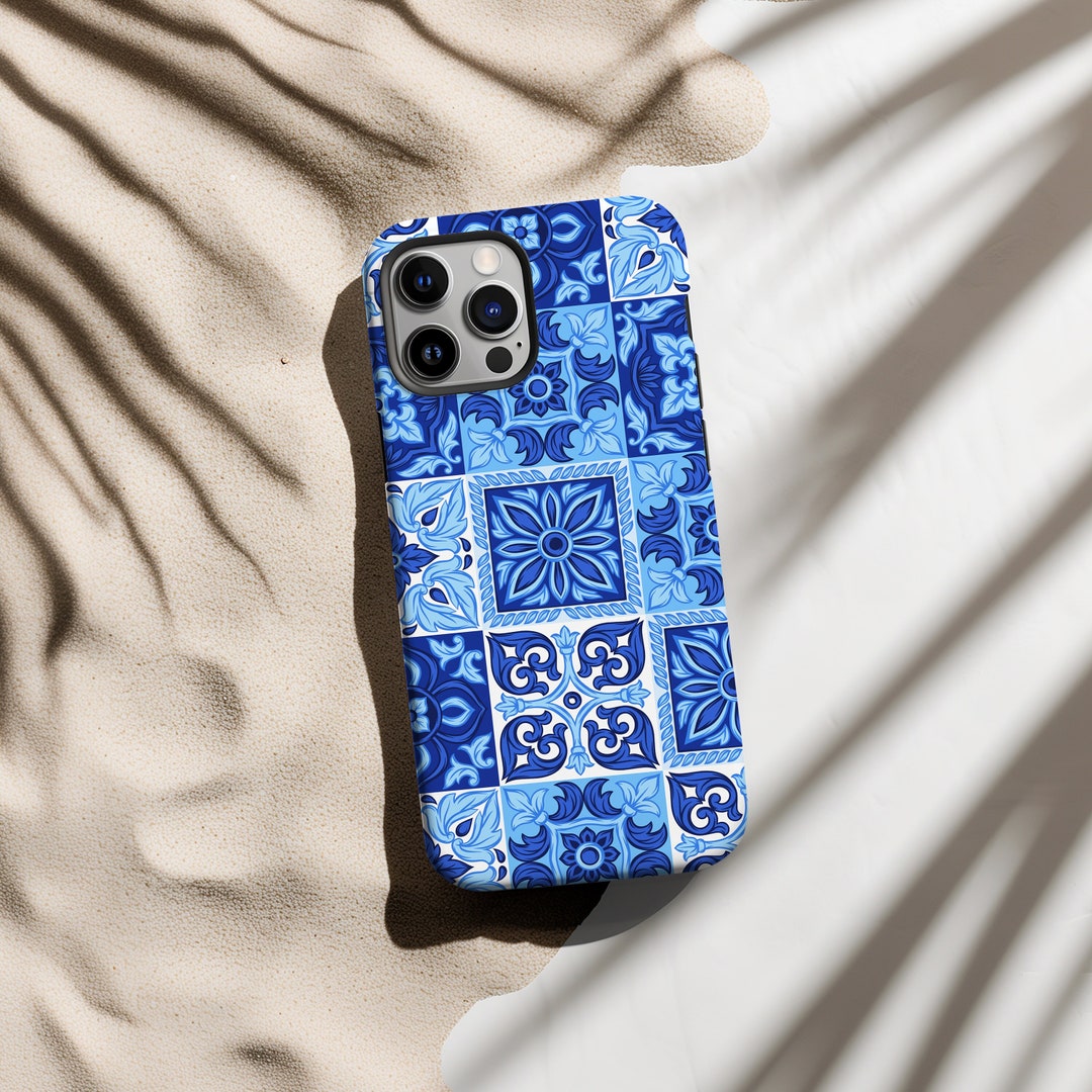 Aesthetic Blue Mediterranean Phone Case - Blue Tile Phone Case - Phone ...