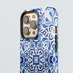 Blue Aesthetic Mediterranean Phone Case - Blue Tile Phone Case - Phone ...