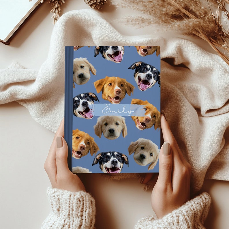 Personalized Dog & Cat Hardcover Journal: Custom Pet Portrait Notebook ...