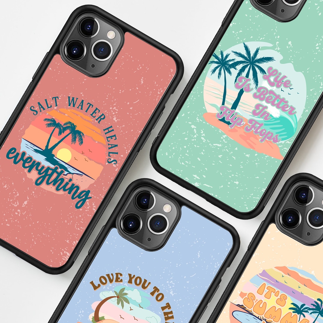 Summer Beach Sunset Palm Tree Ocean Phone Case Cover for iPhone 14 ...