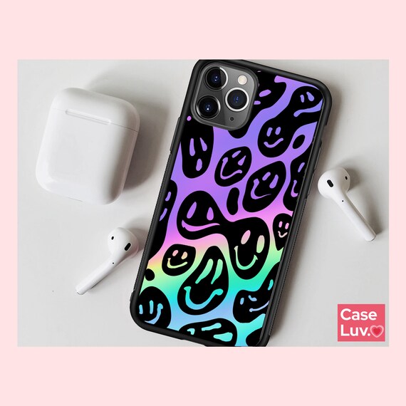 Colored Trippy Melting Smiley Face Phone Case Cover Dripping - Etsy