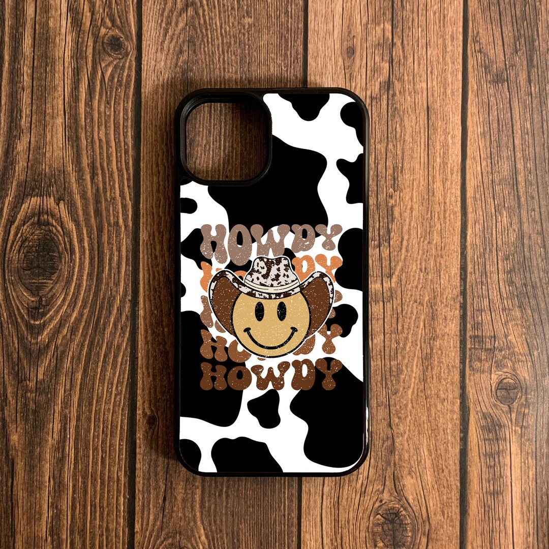 Retro Western Howdy Smiley Face Cowboy Phone Case for iPhone 14 iPhone ...
