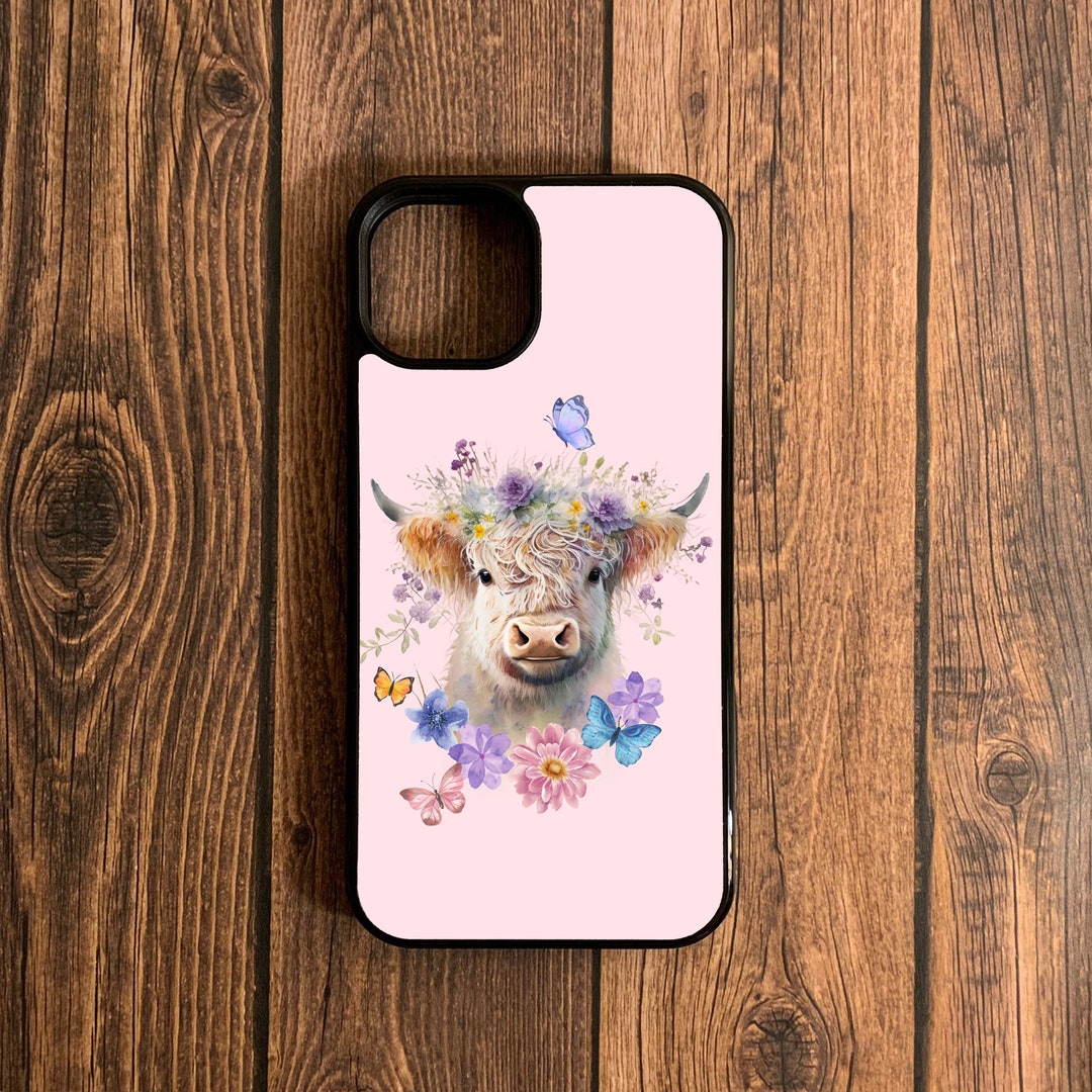 Cute Cow Aesthetic Flower Garden Phone Case for iPhone 14, iPhone 13 ...