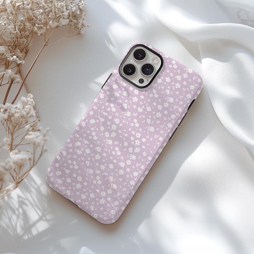 Soft Lilac Color Wildflower Phone Case for Magsafe iPhone 16 iPhone 15 ...