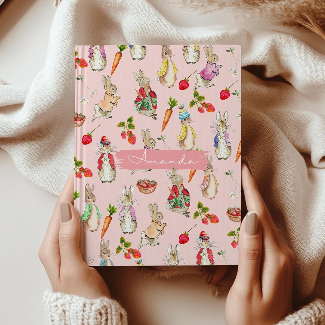 Rabbits Fairy Tale Pink Strawberry Hardcover Personalized Journal ...