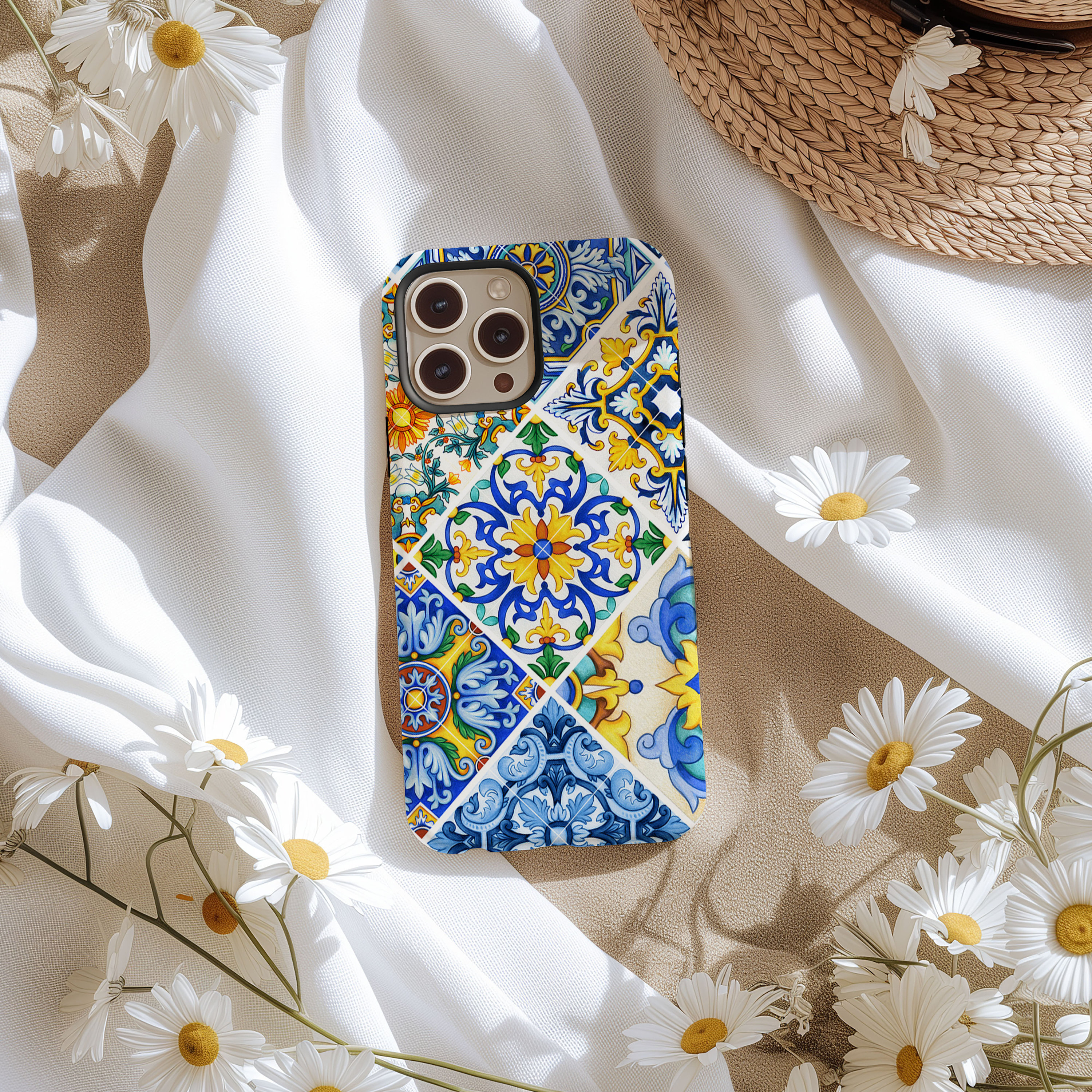 Summer Aesthetic Mediterranean Phone Case - Blue Tile Phone Case ...
