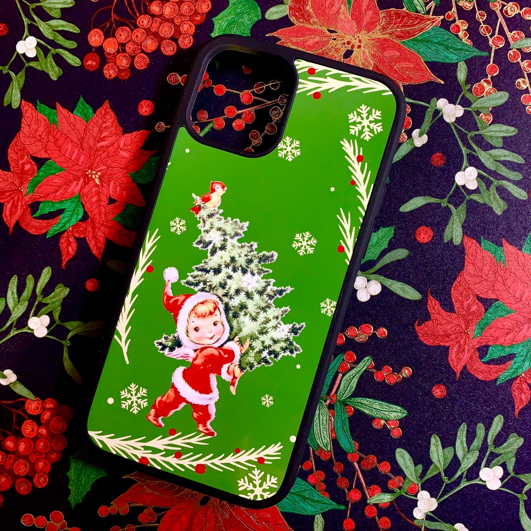 Vintage Style Christmas Phone Cases, Aesthetic Reindeer, Santa, Tree ...