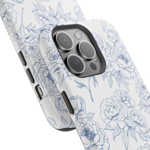 Blue Aesthetic Floral Magsafe Phone Case for iPhone 15 Pro Max,14 Pro ...