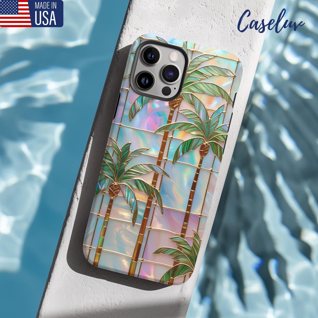 Stained Glass Summer Palm Tree Magsafe Phone Case, Tropical Phone Case ...
