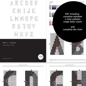 Cross Stitch Pattern ABC S - 3 Colors, 5 Different Color Palettes (gray ...